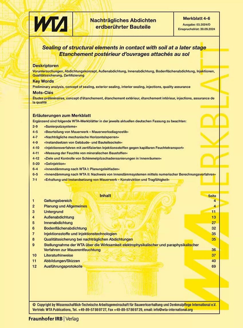 WTA-Merkblätter | Bauen im Bestand | Planungshilfen/Publikationen | BauNetz Wissen