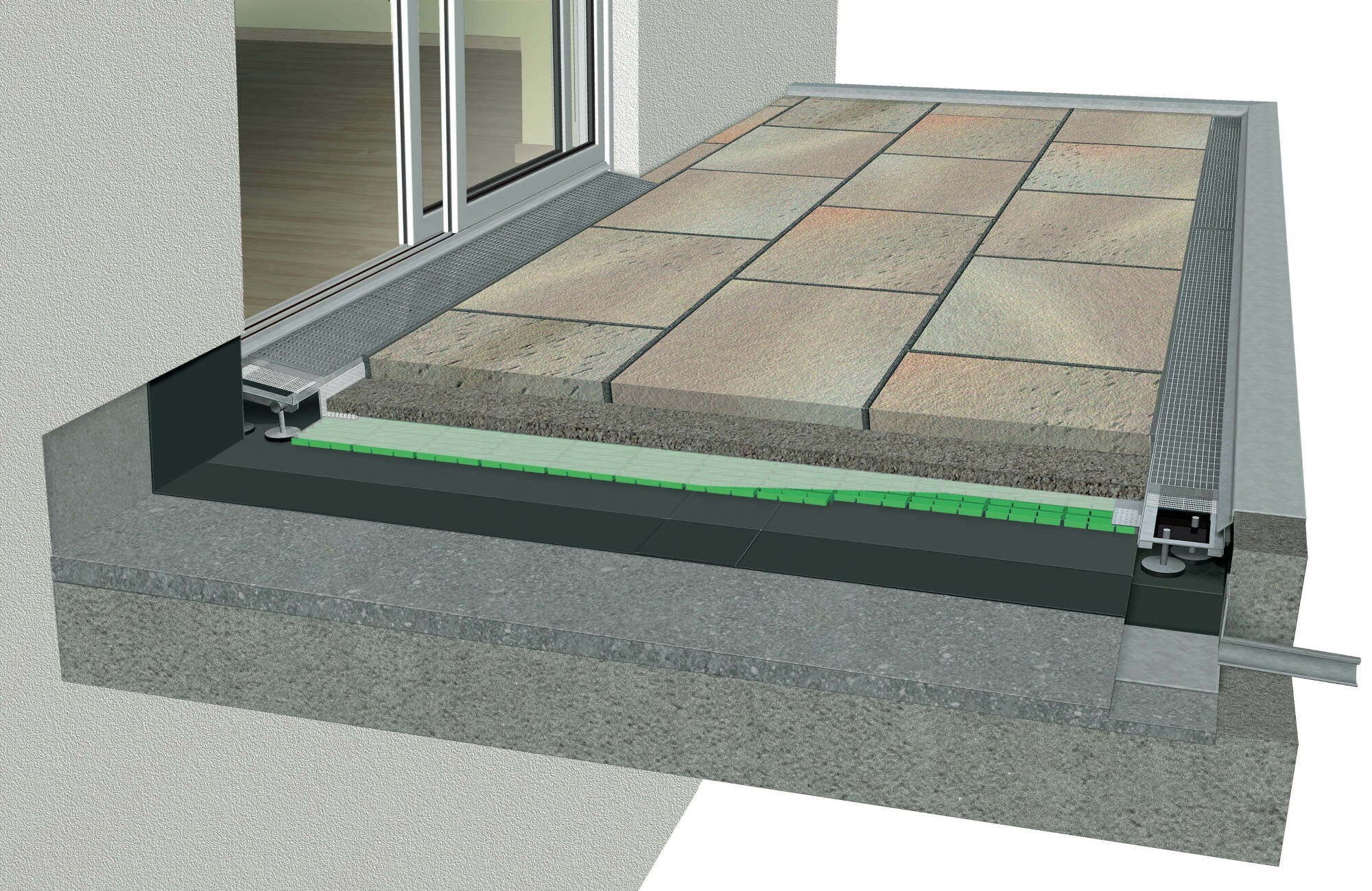 Dränsysteme unter Balkon- und Terrassenbelägen | Flachdach ...