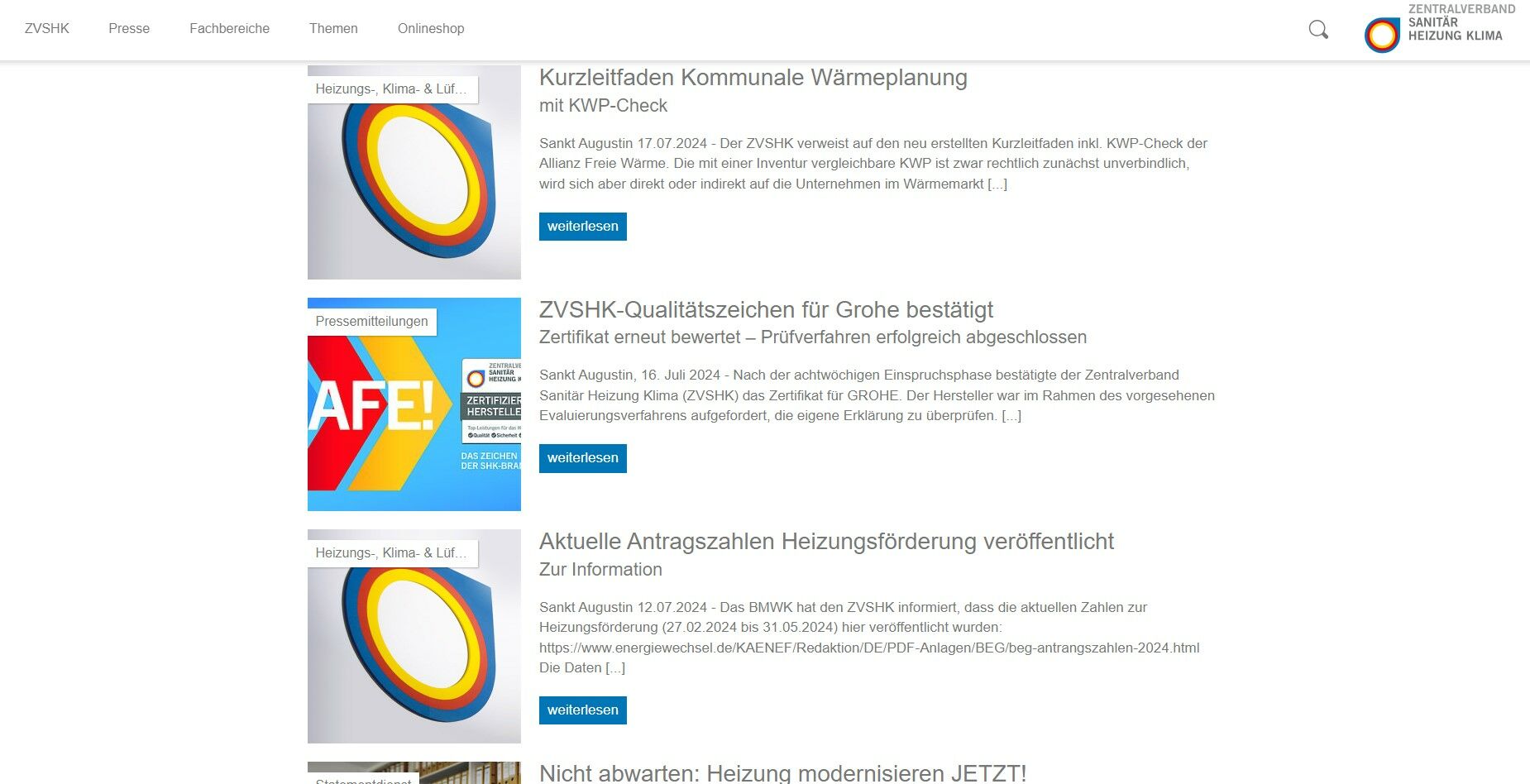 Zentralverband Sanitär Heizung Klima | Heizung | Beratungsstellen | BauNetz Wissen