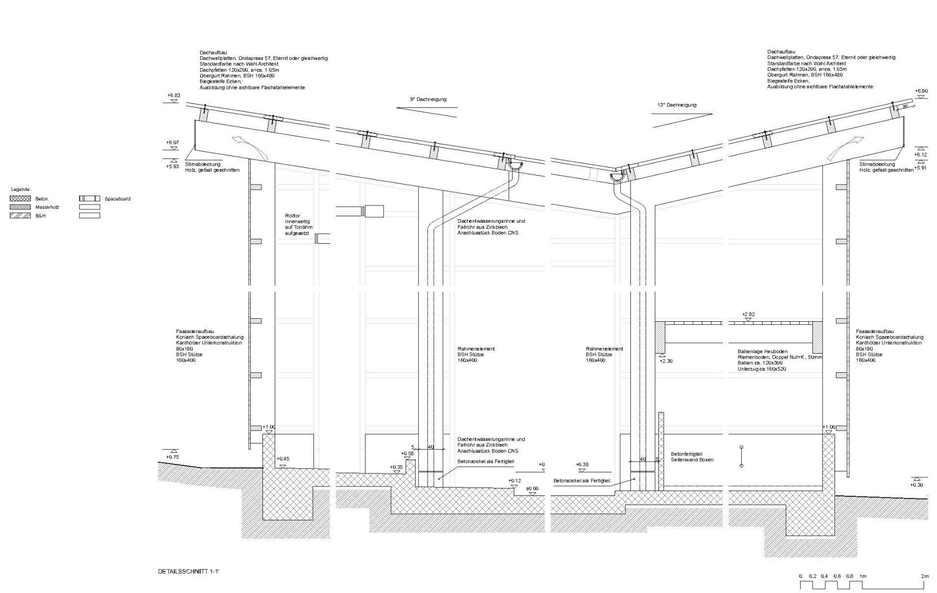 Laufstall für Kühe auf Schloss Wildenstein | Geneigtes Dach ...