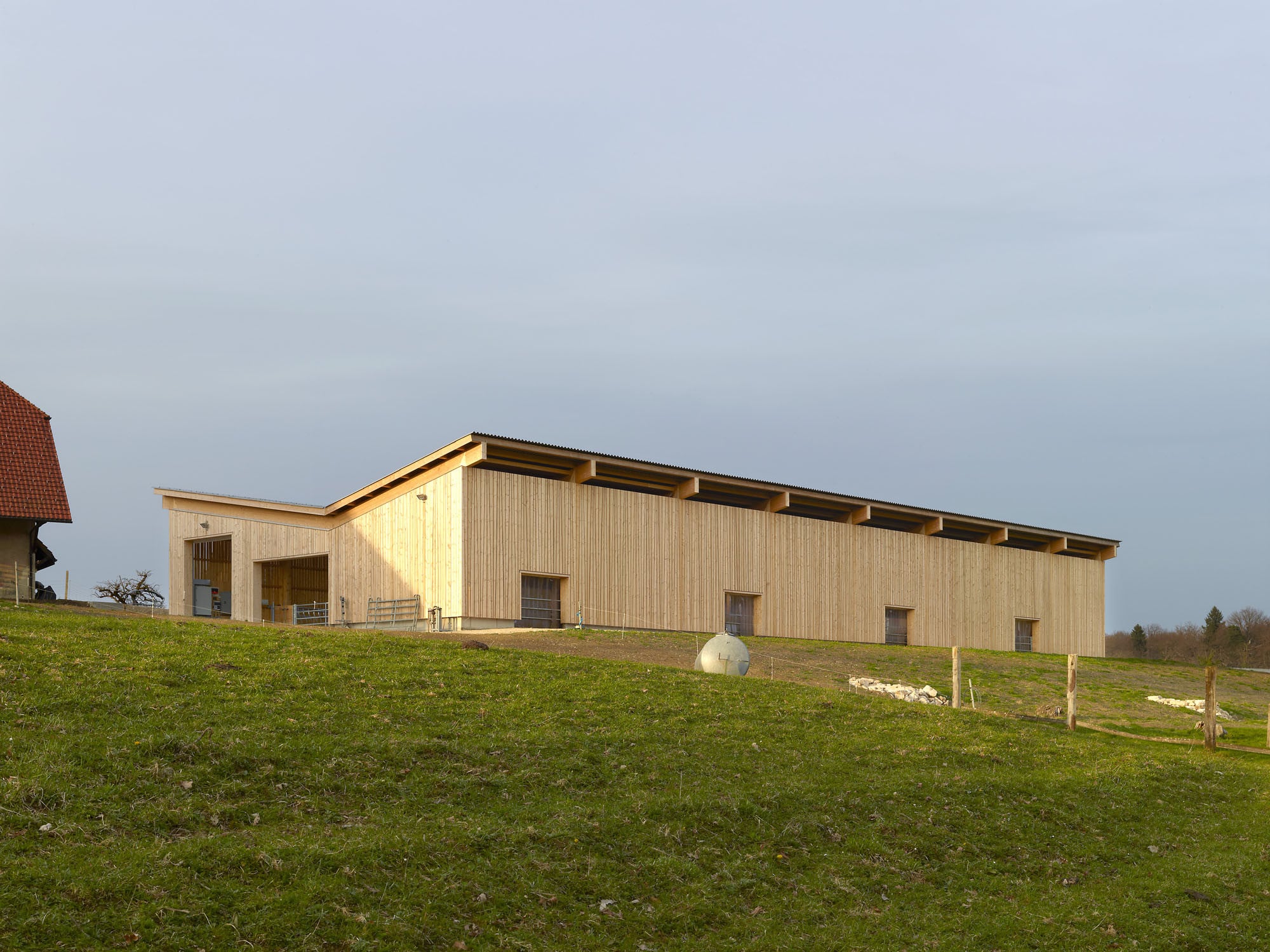Laufstall für Kühe auf Schloss Wildenstein | Geneigtes Dach ...