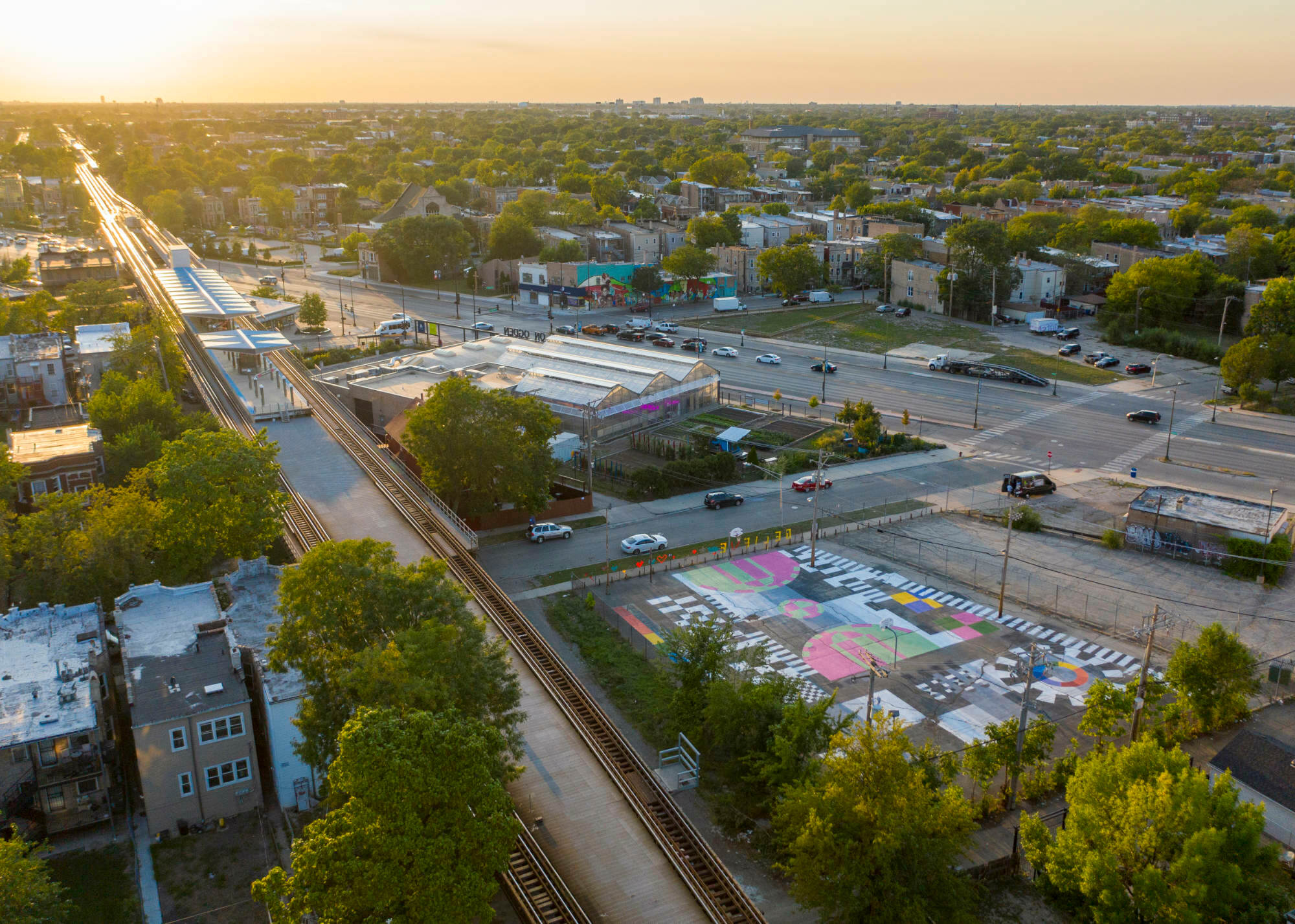 Farbinstallation Cover the Grid in Chicago | Boden | Außenanlagen ...