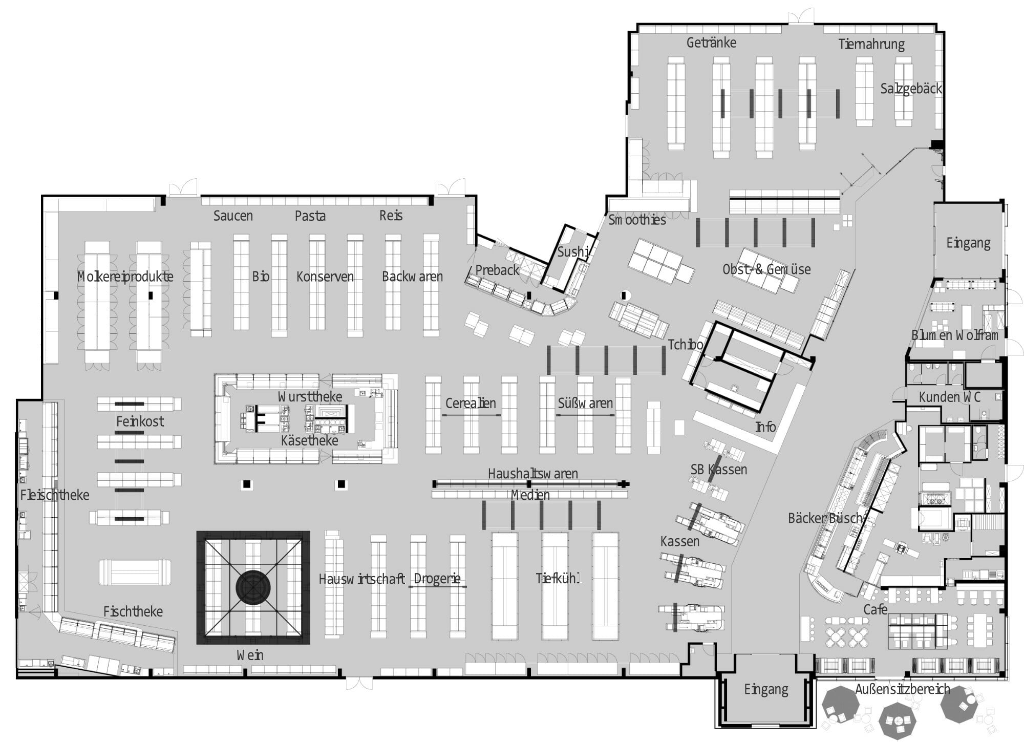 Supermarkt in Essen | Fliesen und Platten | Büro/Gewerbe | BauNetz Wissen