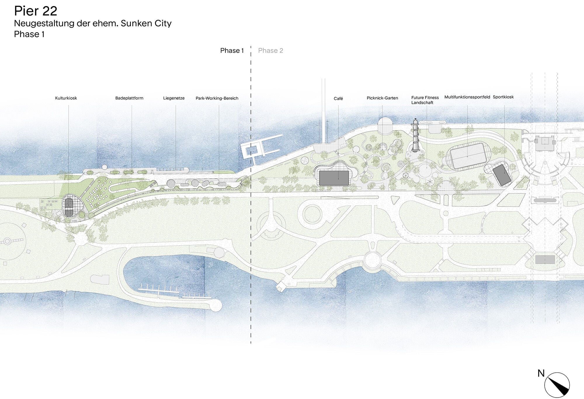 Pier 22 in Wien | Wasserkreislauf | Sport und Spiel | BauNetz Wissen