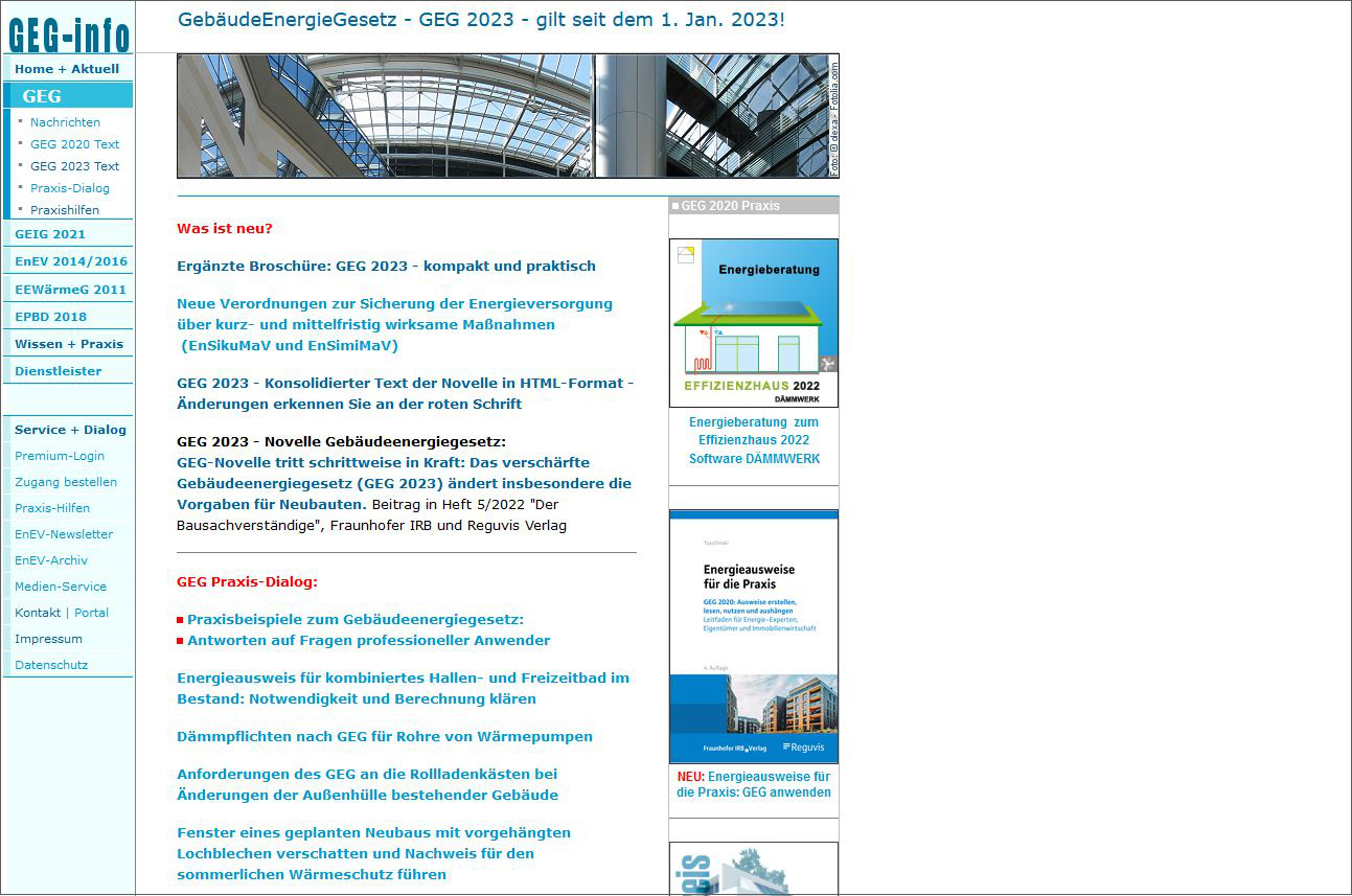 GEG-info | Nachhaltig Bauen | Linkliste | Baunetz_Wissen